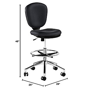 Safco Products Metro Extended Height Rolling Chair 3442BL Ergonomic & Pneumatic Height Adjustment 250lbs Load Capacity Padded Fabric Swivel Base Black