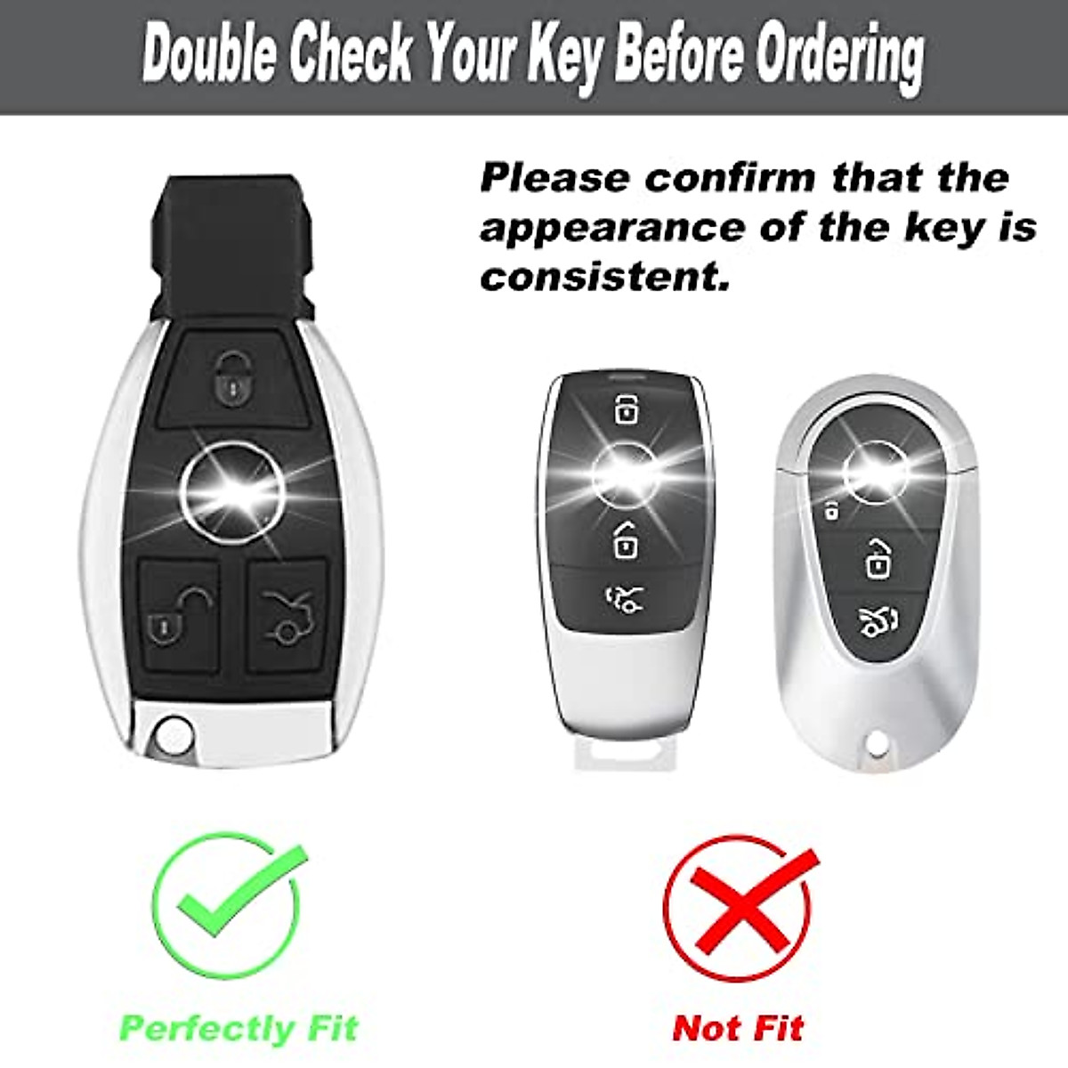 ZRIOYO For Mercedes Benz Key Fob Cover, Compatible with Mercedes Benz C E S M CLS CLK G Class Smart Key Protector with Keychain Lanyard