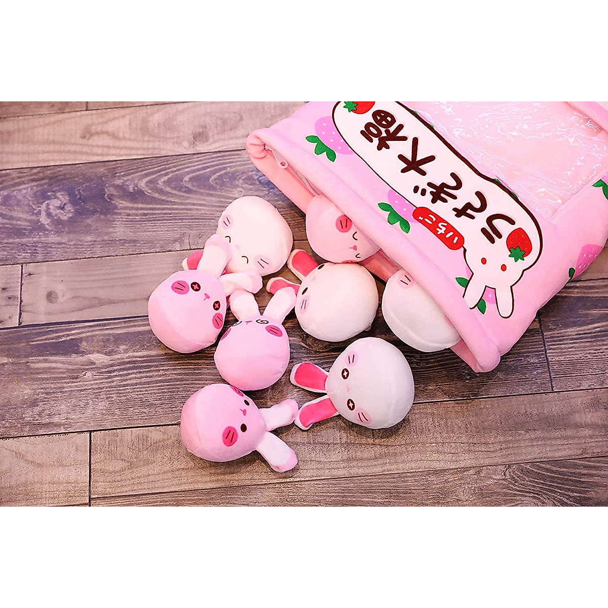 QAHEART Kawaii Plush Pillow Cushion Cute Snack Bag Pillow with Mini Soft Pudding Plush Stuffed Animal Fluffy Hugging Pillow Home Decorative Cushion Novelty Gift