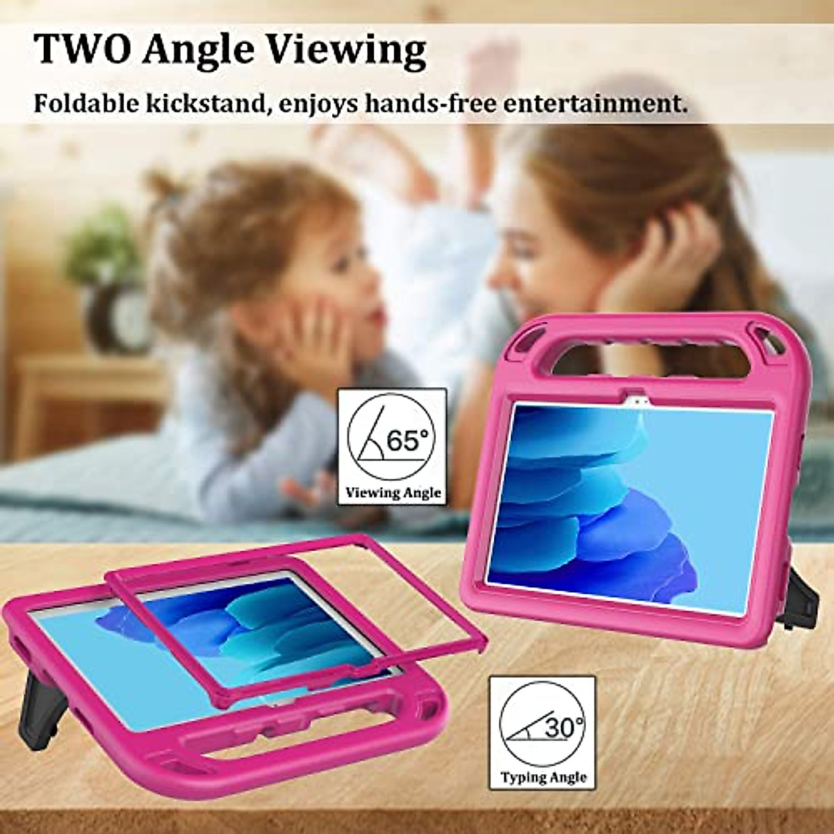 TIRIN Case for Samsung Galaxy Tab A7 10.4 inch 2020/2022, Galaxy Tab A7 Kids Case, Built-in Screen Protector Shockproof Handle Stand Case for Samsung Tab A7 10.4 Inch (SM-T505/T500/T507/T509), Pink