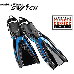 TUSA SF-0104 Hyflex Switch Scuba Diving Fins, Large, Fishtail Blue