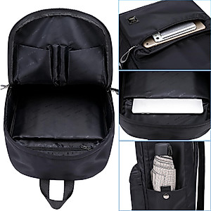 weiatas Black Laptop Backpack for Men Women with USB Charging Port, College Bookbag with Laptop Compartmen, Work Travel Computer Rucksack with Luggage Strap