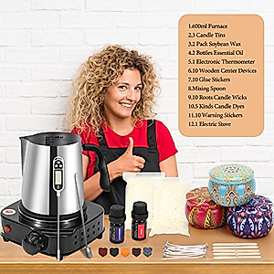 SAEUYVB Candle Making Kit,Candle Making Kit for Adults,Candle Making Supplies,Including Candle Melting Pot Candle Kit - DIY Starter Full Set Soy Candle Making Kit - Perfect Decoration for Family Life