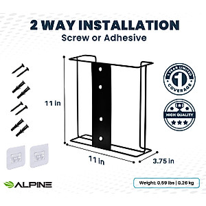 Alpine Industries Double Box Wire Wall Mount Glove Dispenser - Mounted Organizer Rack for Disposable Surgical Glovebox & Tissue Boxes - Hanging Lab & Kitchen Storage (Black, 2 Box)