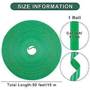 Hahood Plant Ties Reusable Garden Tape Adjustable Plant Support for Effective Growing Nylon Plant Tie Strap for Flowers, Tomato, Vines, Tree (50 Feet x 0.47 Inches, Green)