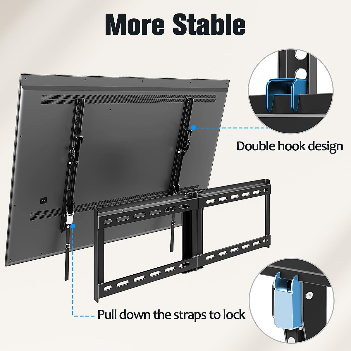 Mounting Dream TV Mount for Most 37-70 Inch TV, Universal Tilt TV Wall Mount Fit 16", 18", 24" Stud with Loading Capacity 132lbs, Max Vesa 600 x 400mm, Low Profile Flat Wall Mount Bracket