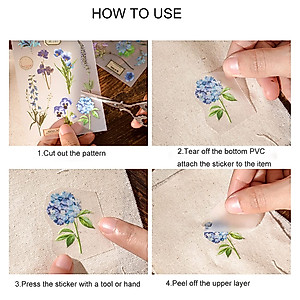 2 Sheets Vintage Rub on Transfer Flower Leaves Stickers 2 Sheet Linen, Clear Rub on Transfer Floral Stickers Decals for Wood Crafts Wine Glass Fabric Scrapbooking Furniture Journaling Cloth(Purple)