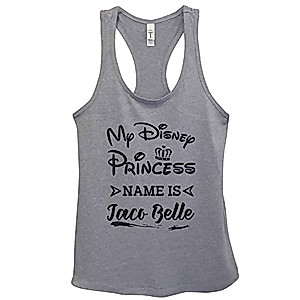 Funny Disney Inspired Tanks - My Disney Princess Name is Taco Belle Royaltee Party Shirts (2XL, Grey)