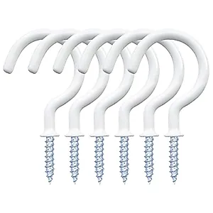 yuntop 12 Pack Vinyl Coated Ceiling Hooks,Screw-in Mug Hooks,Multi-Function Wall Hooks Kitchen Hooks Cup Hooks for Indoors Outdoors (White, 1-1/4 Inch)