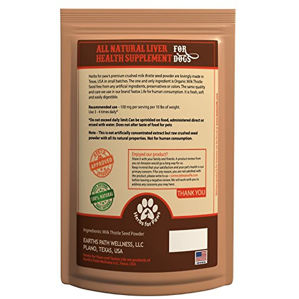 Milk Thistle for Dogs Liver Detox Support (120 GMS), Canine and Cat Liver Support Supplement Powder Without Capsules, Pills