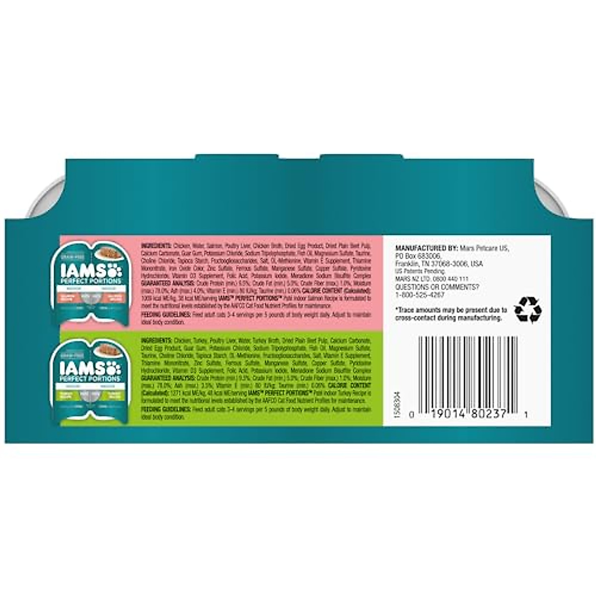 IAMS Perfect Portions Healthy Grain Free Variety Pack Wet Cat Food, 2.6 oz, 24 count (Pack of 2).
