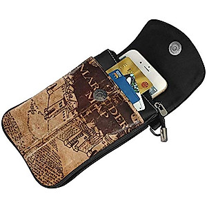 I Like Exercise Marauders Map Women Soft PU Leather Cellphone Purse Wallet Handbag Small Crossbody Shoulder Bag