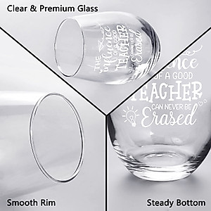 Futtumy Teacher Gift for Women, Teacher Appreciation Gift Thank You Gift Christmas Gift for Teachers, The Influence of a Great Teacher is Never Erased Stemless Wine Glass for Appreciation Week, 17Oz