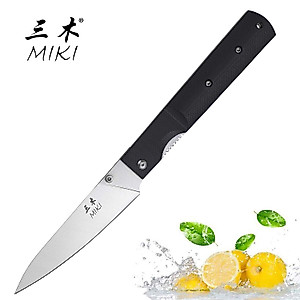 Miki 440A Stainless Steel Blade Japanese Kitchen Chef Folding Pocket Knife for Folding Camping Knife,Petty Knife Fruit Knife Paring Knife Peeling Knife Small Drop Point