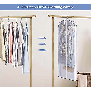 SLEEPING LAMB 60" Gusseted Garment Bags for Closet Storage Clear Dress Bag Hanging Clothes Storage for Long Gowns, Coats, Sweaters, 2 Packs