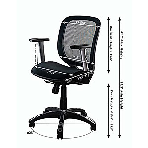 ErgoMax Lumbar Support, Mid-Back Mesh Adjustable Armrests, Home Office Ergonomic Chair, 42 Inch Max Height, Black