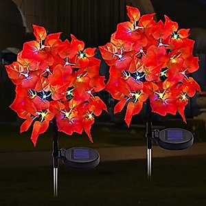 ZWJBSGY Solar Lights Outdoor - New Upgraded Solar Garden Lights, 2 Pack Waterproof Colored Maple Tree Landscape Tree Solar Lights for Pathway Patio Yard Deck Walkway Christmas Decoration (Maple)