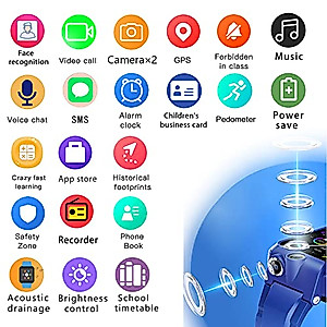 DDIOYIUR Kids Smart Watch, 4G GPS Tracker Child Phone Smartwatch with WiFi, SMS, Call, Voice Video Chat, Bluetooth, Alarm, Pedometer, Wrist Watch Suitable for 4-16 Boys Girls Birthday Gifts.