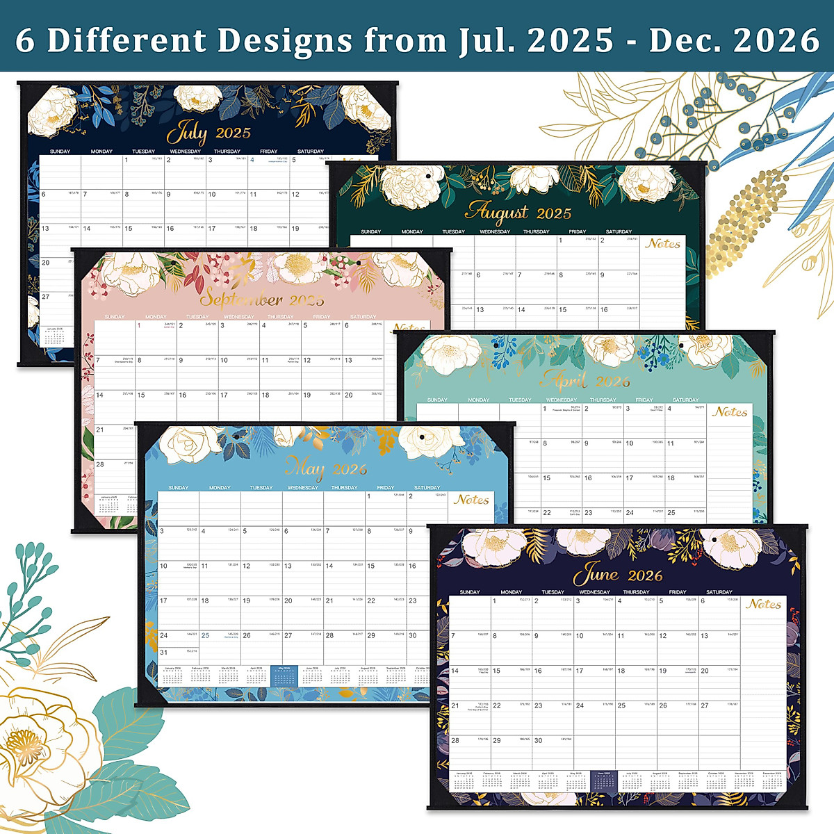 2023 Wall Calendar - Wall Calendar 2023, Janaury 2023-December 2023, 12 Months Calendar with Julian Date, 15 x 12 Inches, Twin-Wire Binding, Suitable for Hanging on the Wall, Large Blocks and Julian Dates, Flower design, Good Decorative Effect
