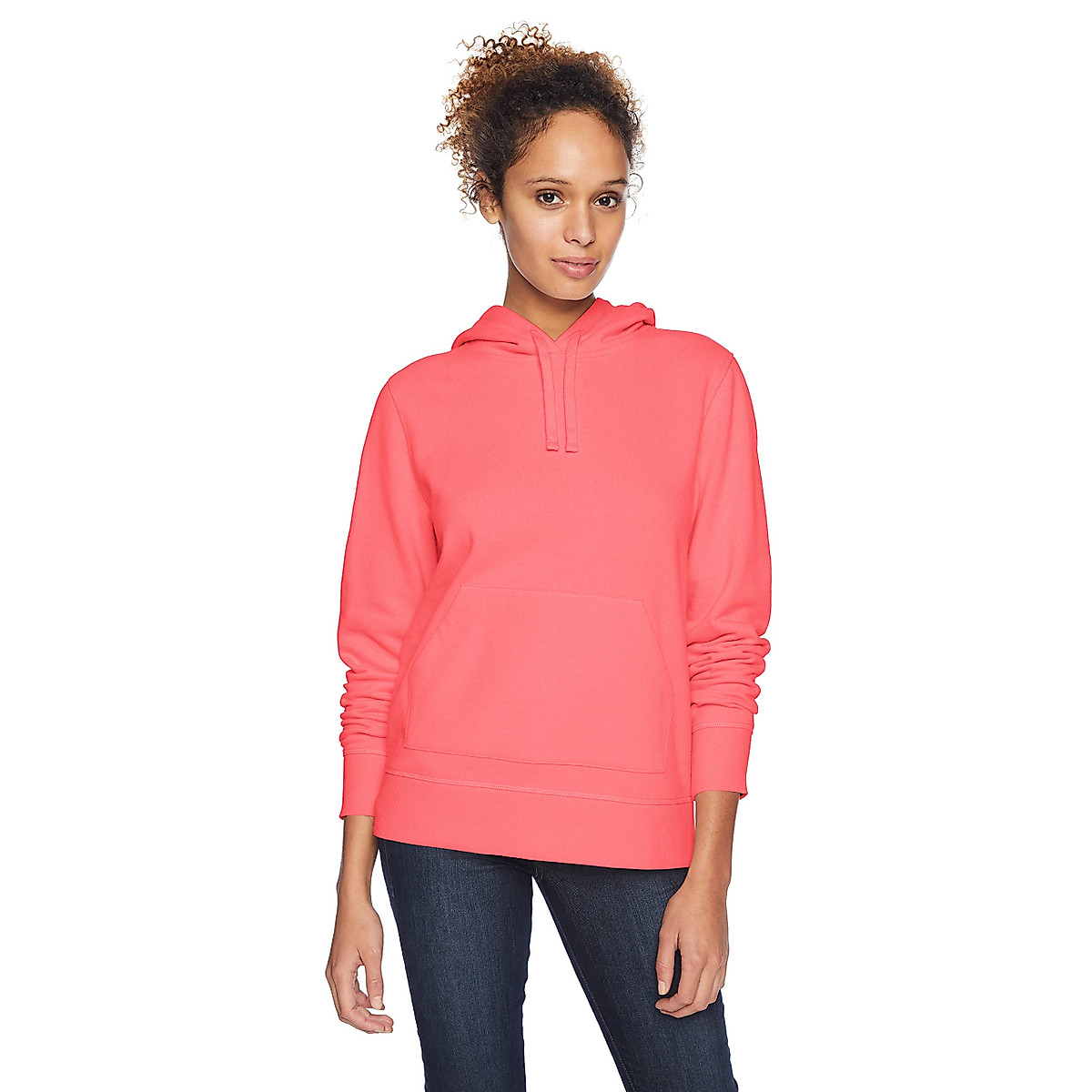 Amazon Essentials Women's Regular-Fit Fleece Pullover Hoodie (Available in Plus Size), Coral Pink, Medium