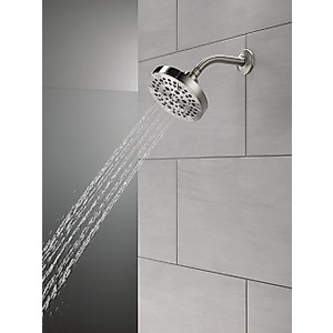 DELTA FAUCET FAUCET 5-Spray Brushed Nickel Shower Head, DELTA FAUCET Shower Head Brushed Nickel, Showerheads, 1.75 GPM Flow Rate, Stainless 52535-SS