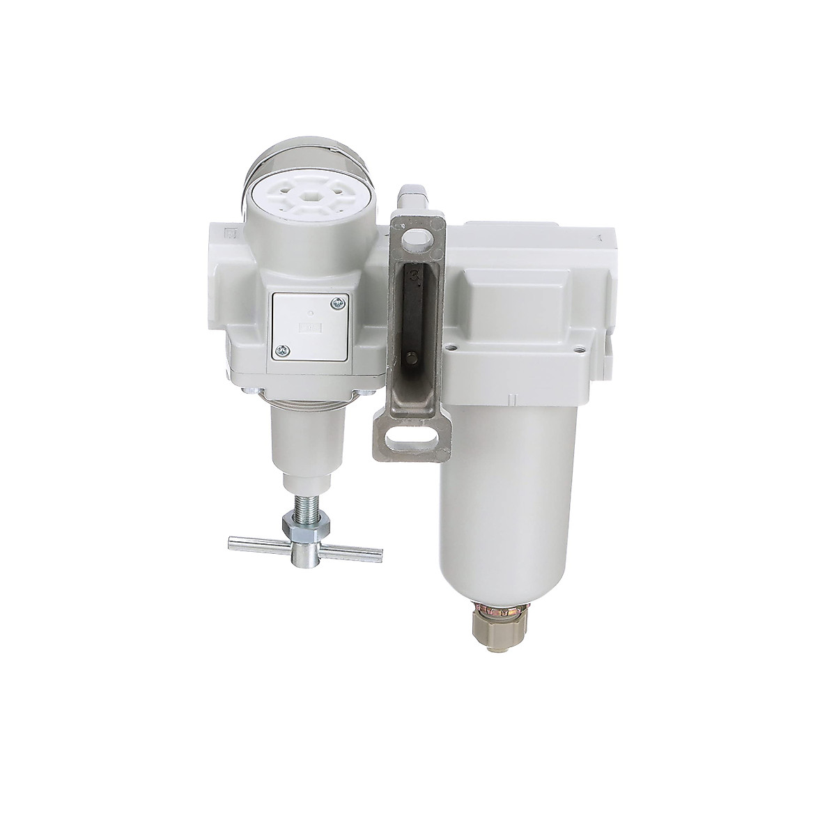 PneumaticPlus SAU420T-N04G-MEP Compressed Air Filter Regulator Combo 1/2" NPT -T-Handle, Manual Drain, Metal Bowl