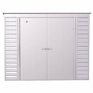 Arrow Shed Select 8' x 4' Outdoor Lockable Steel Storage Shed Building, Flute Grey