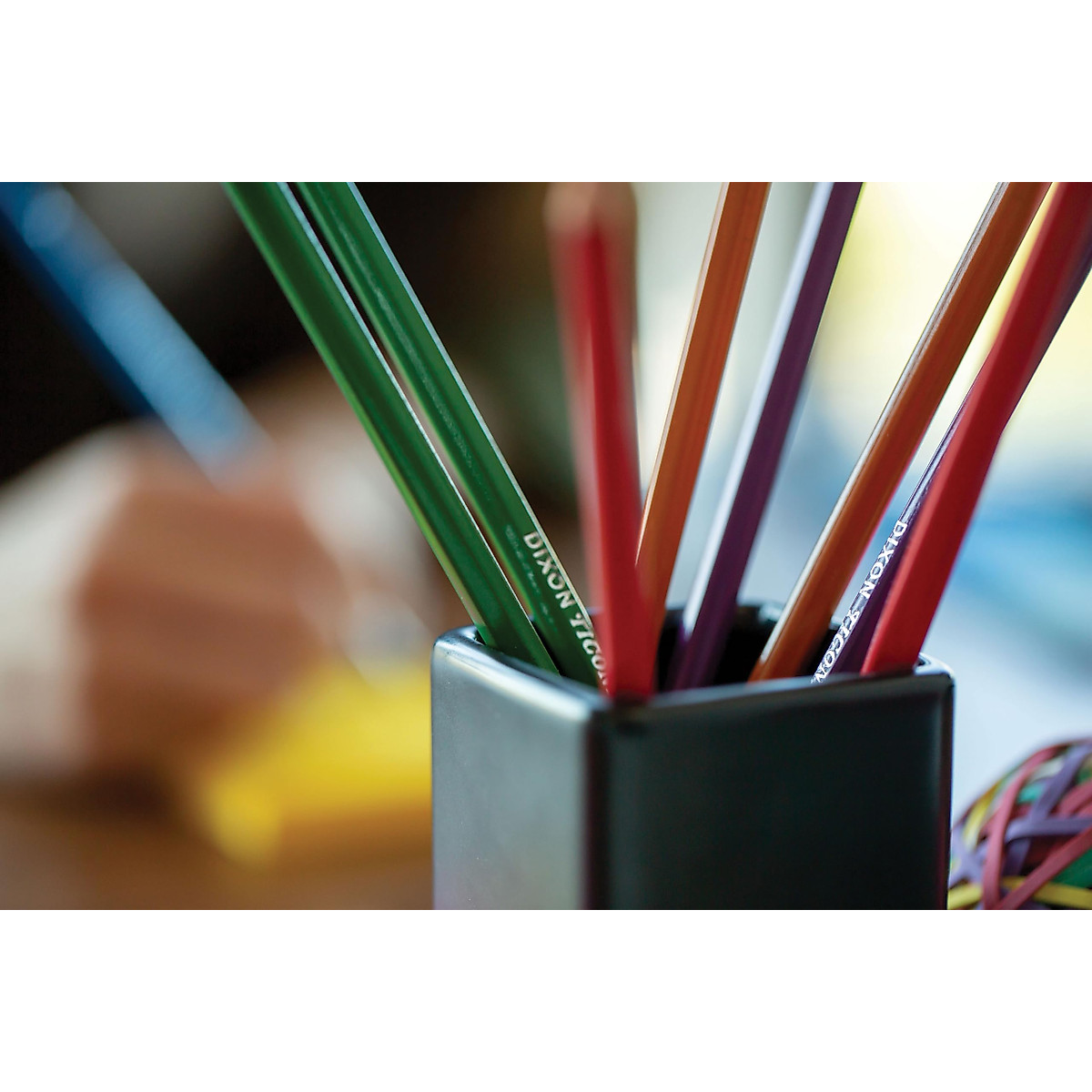 TICONDEROGA Pencils, Wood-Cased Graphite, #2 HB Soft, Pre-Sharpened, Assorted Color Barrels, Black Lead, 10-Pack (13932)