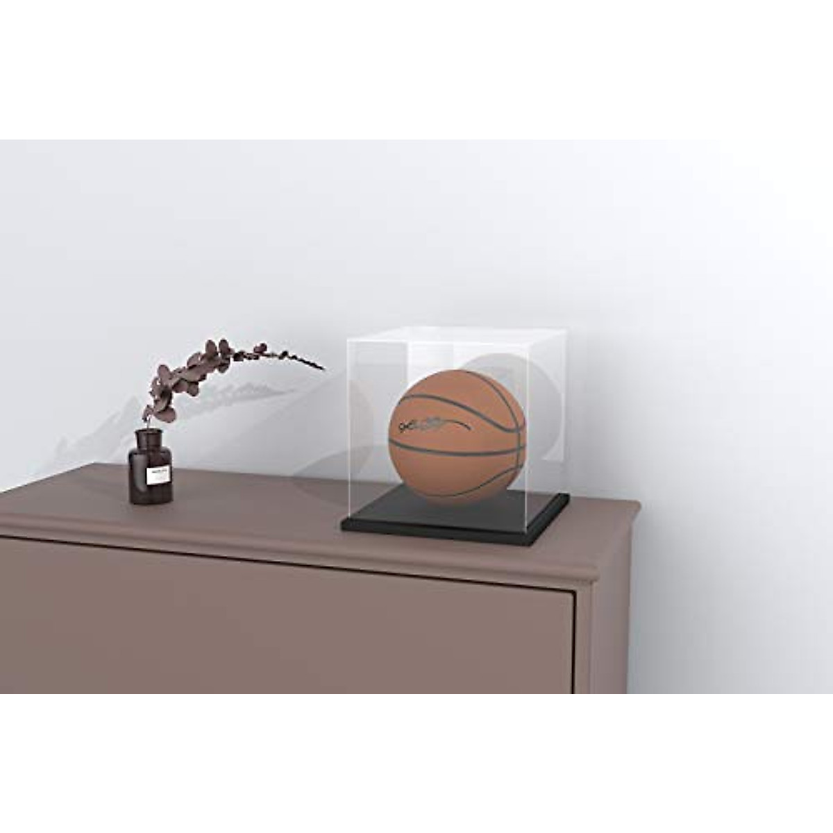 HEMYLU Display Case with Black Velvet Base, Simple Self-Assembly Clear Acrylic Display Box with Lid, 11 Inch Cube Countertop Box for Collectibles, Home Organization (11x11x11 inch)