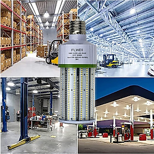 FLWEII LED Corn Light Bulb, 208-480V 100W E39 Mogul Base 5000K,14000 LM Replacement 400W HPS/MH for Indoor Outdoor Garage Warehouse Factory Backyard