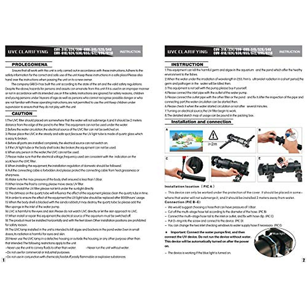 OXYFUL 55W Non-Submersible UV 27" Light Clarifier Lamp Filter for Aquarium Koi Pond Fish Tank