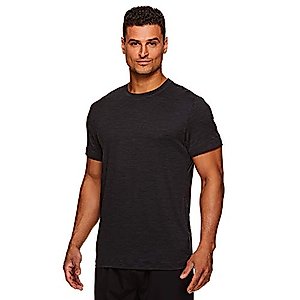 Gaiam Men's Everyday Basic Crew Neck T Shirt - Short Sleeve Yoga & Workout Top - Black Heather, Medium