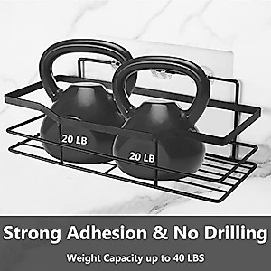 Adhesive Shower Caddy Shelf, 4 Pack No Drilling Wall Mounted Shower Organizer with 4 Hooks and 2 Soap Holders for Bathroom Washroom Inside Shower, Stainless Steel Rustproof Shower Rack for Kitchen