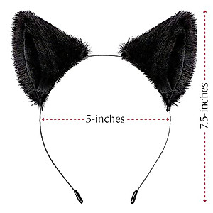 OLYPHAN Cat Ears and Tail Costume Accessories Anime Ear Clips Headband Black Tail Long/Choker for Cosplay Cat Costume Set Animal Ears Hair Clip for Women, Halloween, Neko Accessory Kit