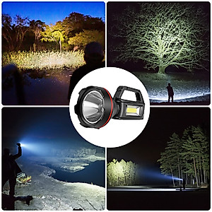 Rechargeable Spotlight Flashlight, High Lumens Handheld Spotlight,LED Searchlight with Shoulder Strap and USB Output for During Hurricane,Emergency, Storms,Hunting , Hiking, Camping(Black Pack of 2)