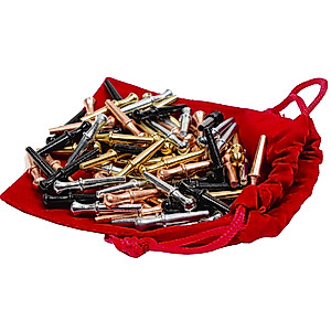 Cribbage Pegs Friends and Family Pack - Premium Metal Cribbage Pegs Set of 72 in Four Colors; 1? Tall; Fit 1/8 Holes, Red Velveteen Pouch, Bundled Items