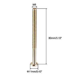 uxcell M6x80mm Furniture Screw Hex Socket Machine Screws Zinc Plated Fasteners Bolts Half Thread Carbon Steel 15Pcs