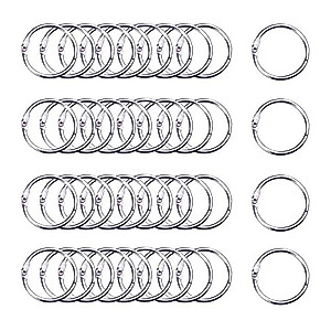 HAUTOCO 100Pcs 1.2 Inch Loose Leaf Binder Rings 30mm Silver Metal Book Rings Flash Cards Rings Keychain Key Rings for School Home Office