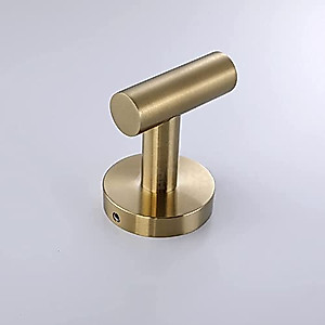 ZWTNBFST Bath Towel Hook Wall-Mounted SUS 304 Stainless Steel Coat Hook for Bathroom Kitchen Livingroom Garage Hotel Brushed Finish 2 Pcs (Brushed Gold)