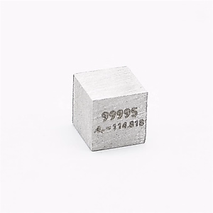 Metal Indium Cube 10mm 0.39 Inch in Block 99.99% Purity for Metal Collection Element