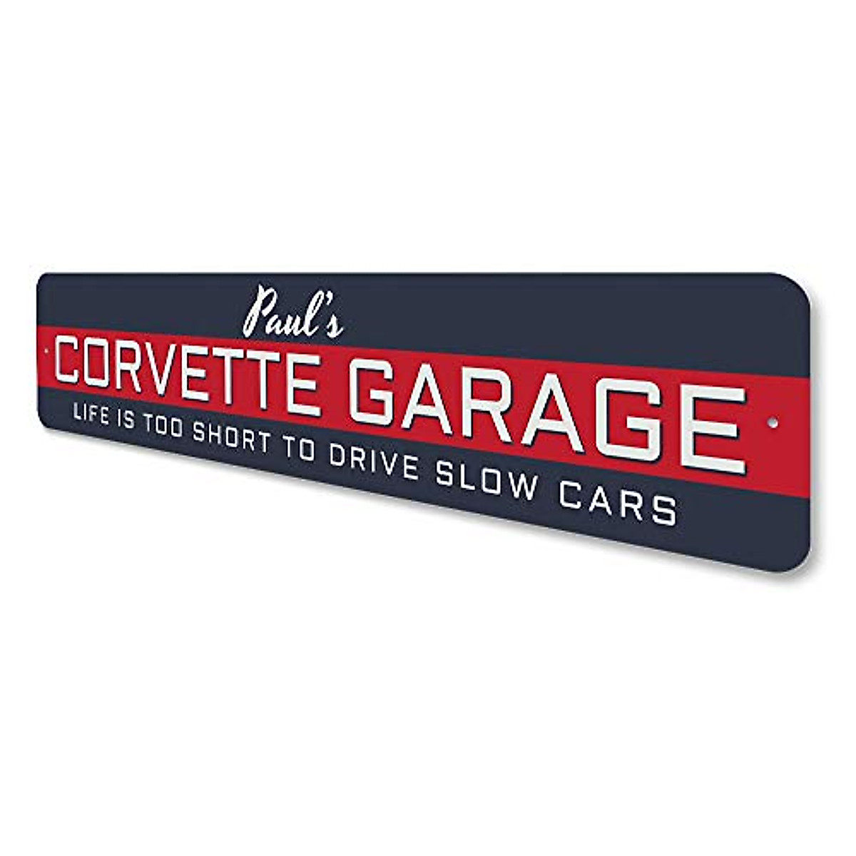Corvette Garage Sign, Custom Sign for Dad's Corvette Sign, Chevy Garage Decor, Chevy Car Collector Aluminum Sign - 6" x 24"