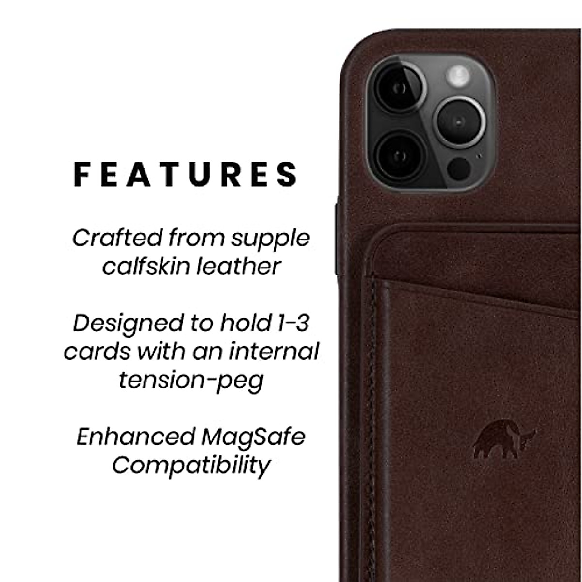 Bullstrap Premium Leather MagSafe Wallet Compatible with All MagSafe iPhone Cases, Bourbon Brown