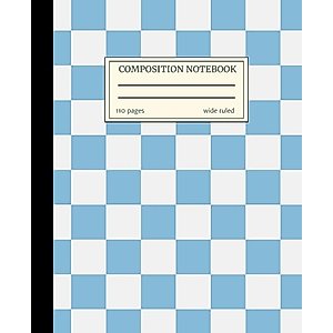 Preppy Composition Notebook: Blue Checkered Y2K Aesthetic Notebook for Kids & Teens | Preppy School Supplies | Wide Ruled Composition Notebook