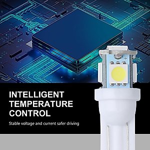 Crynod 10 PCS T10 Car LED Reading Light, 5050 5SMD 12V 6500K 360° Illuminated License Plate Light, Universal 1 W Low Power Energy-saving Width Indicator Light Bulb, for Most Car Models (White)