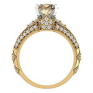 Clara Pucci 2.05ct Round Cut Solitaire Conflict Free Yellow Moissanite Wedding Engagement Anniversary Ring Band set 18k 2 Tone Gold 8.25