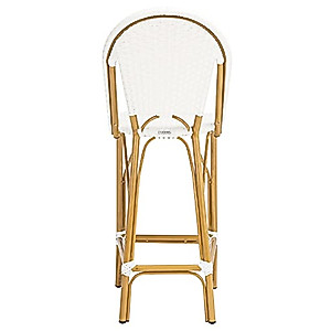 SAFAVIEH PAT4008C Outdoor Collection Ford White French Bistro 30-inch Bstro Bar Stool