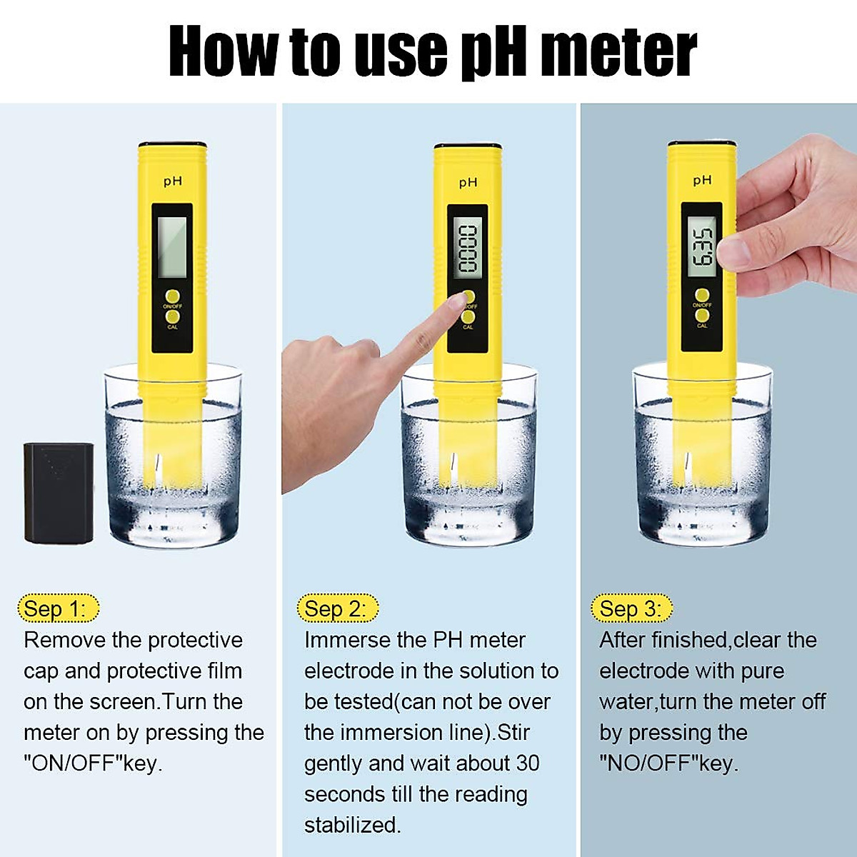 PH Meter Digital Water Tester, 0.01High Accuracy Water Quality Tester Pen with 0-14 PH Measurement Range for Drinking Water, Plant, Swimming Pool