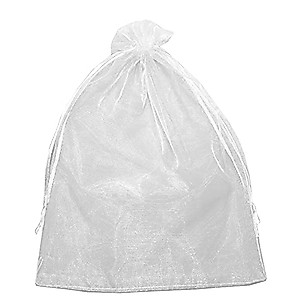 SUNGULF 12x16 Inches Drawstring Organza Bags Sheer Large Pouches Wedding Favor Party Christmas Gift Bag (White, 50 Packs)
