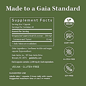 Gaia Herbs Oil of Oregano - Immune and Antioxidant Support Supplement to Help Sustain Overall Well-Being - with Oregano Oil, Carvacrol, and Thymol - 60 Vegan Liquid Phyto-Capsules (30-Day Supply)