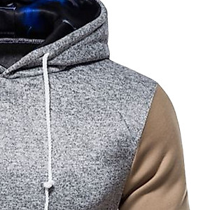 Maiyifu-GJ Men Casual Colorblock Pullover Hoodies Long Sleeve Patchwork Drawstring Hoodie Casual Slim Fit Hooded Sweatshirt (Light Grey,3X-Large)